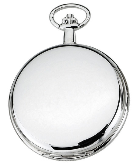 Premium High Polish Chrome Plated Mechanical Pocket Watch with Chain