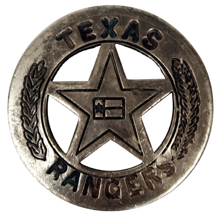 Premium Old West Badge - Texas Ranger, Star with Flag