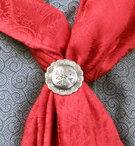 Antique Silver Concho Scarf Slide