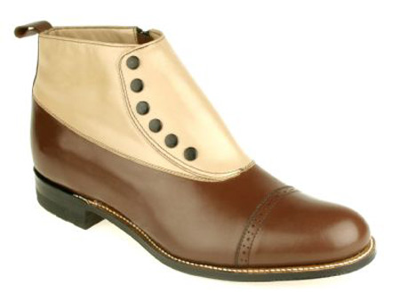 Leather Spectator Spat Boots - Brown/Taupe