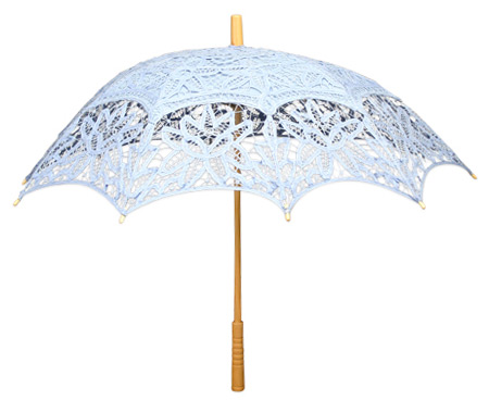 Battenberg Lace Parasol - Light Blue