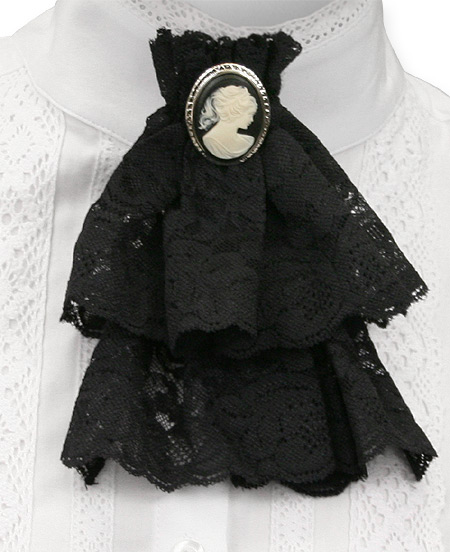 Victorian Lace Jabot - Black