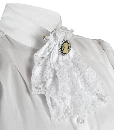 Victorian Lace Jabot - White