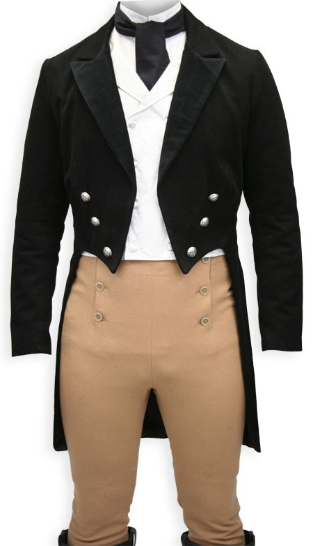 Regency Tailcoat - Black with Velvet Trim