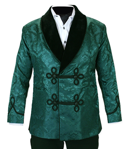 Vintage Smoking Jacket - Green Brocade