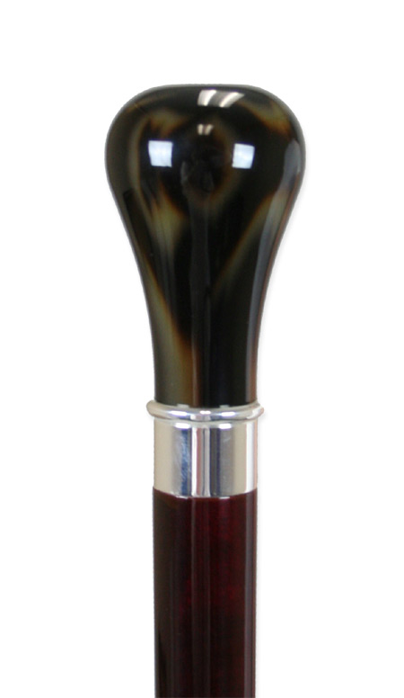 Faux Tortoise Knob Handle Walking Stick - Chestnut Brown