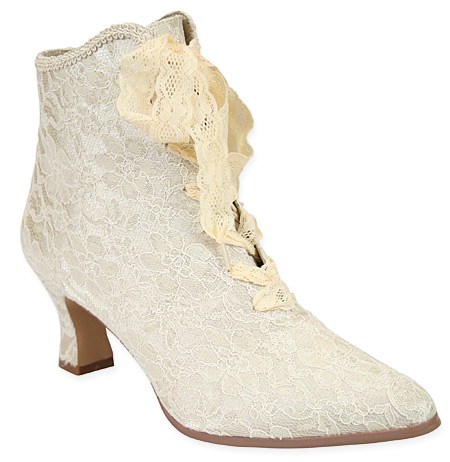 Destiny Victorian Ankle Boot - Ivory Lace