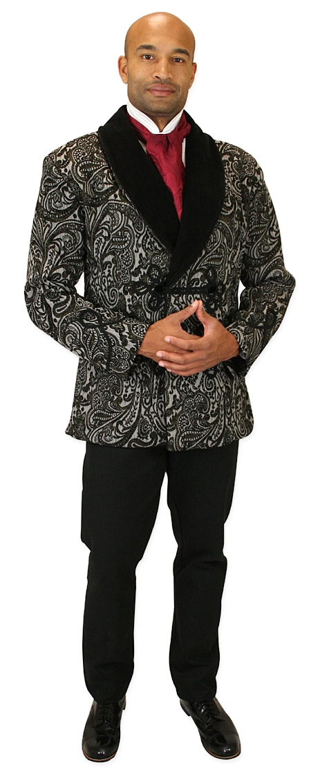 Vintage Smoking Jacket - Black/White Tapestry