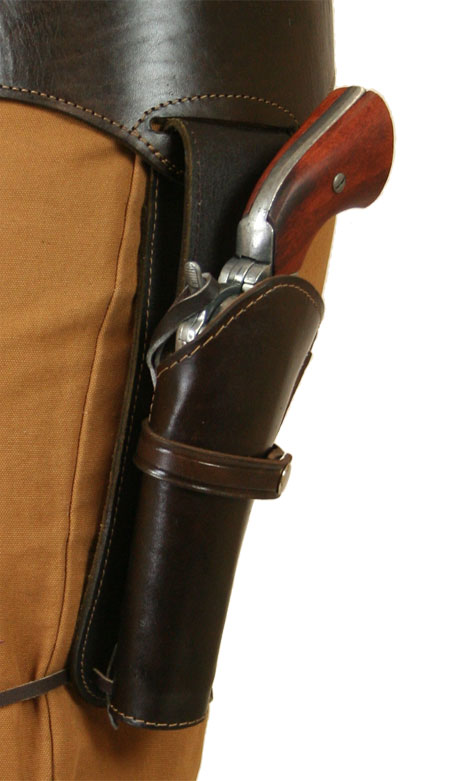 (.38/.357 cal) Western Gun Belt and Holster - LH Draw - Plain Brown Leather