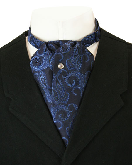 Silk Puff Tie - Blue Paisley