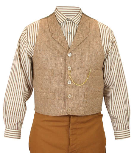 Osborne Vest - Tan Herringbone Tweed