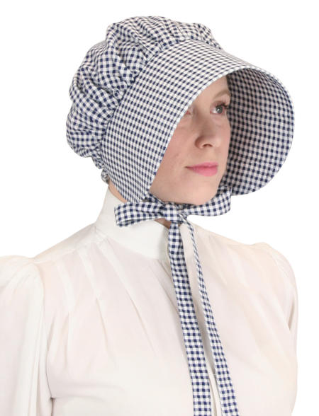 Cotton Bonnet - Navy Check