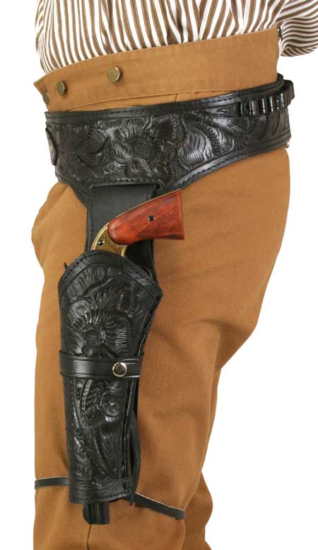 (.38/.357 cal) Western Gun Belt and Holster - LH Draw (Long Barrel ...