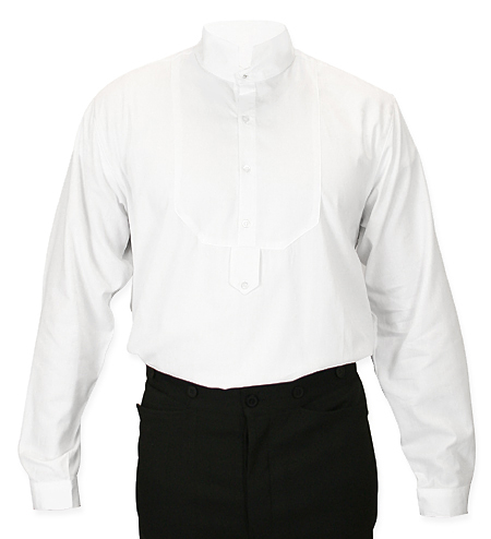 Victorian High Collar Dress Shirt - White