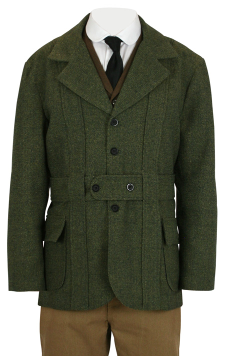 Norfolk Jacket - Olive Herringbone Tweed
