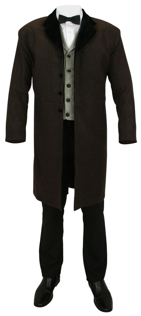 Davenport 100% Wool Frock Coat - Heathered Brown