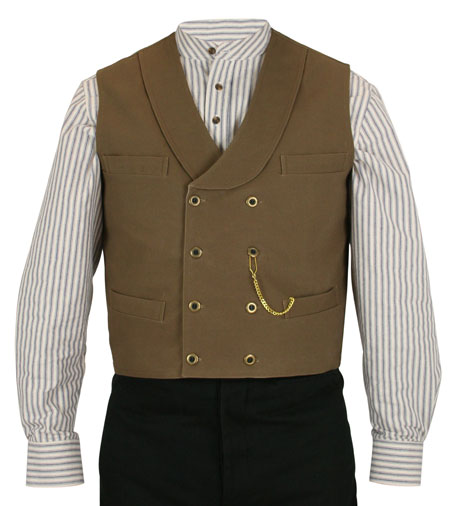 Canvas Double Breasted Vest - Cocoa