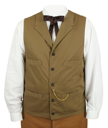 Bernard Twill Vest - Brown Herringbone