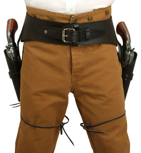 (.38/.357 cal) Western Gun Belt and Holster - Double - Plain Brown Leather