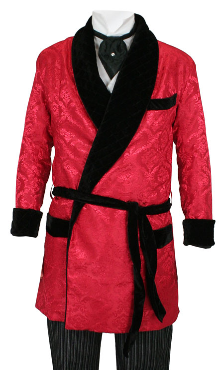 Vintage Smoking Robe - Red Brocade