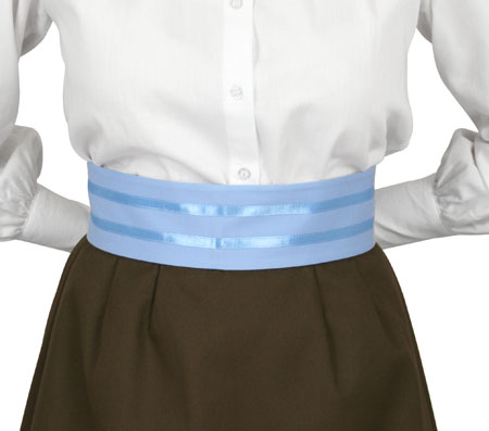 Narrow Cotton Ribbon Belt - Blue